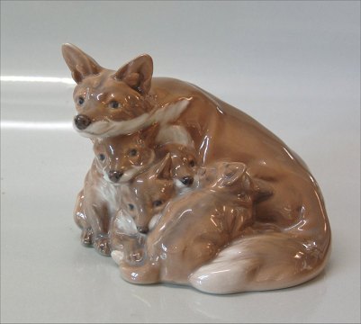 Klosterkælderen - Kongelig Dansk Figur 1788 Ræv med unger 11 x 24 cm ...