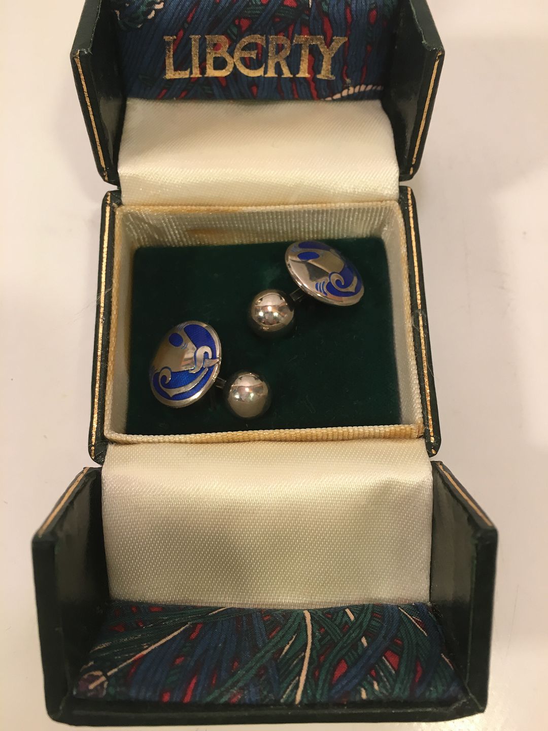 www.Antikvitet.net - Manchet knapper. * Liberty. * Sølv 925 med emalje. * kontakt Telefon ...